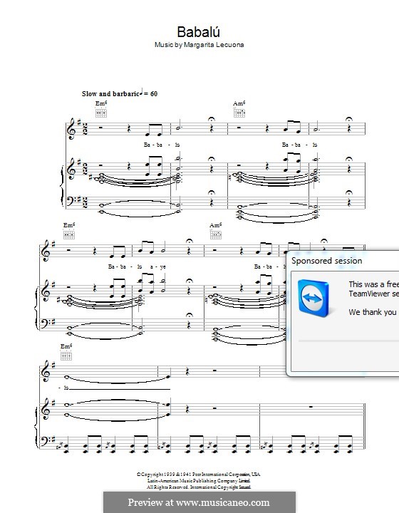 Babalu by M. Lecuona - sheet music on MusicaNeo