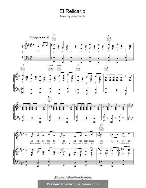 El Relicario (Xavier Cugat) by J. Padilla - sheet music on MusicaNeo