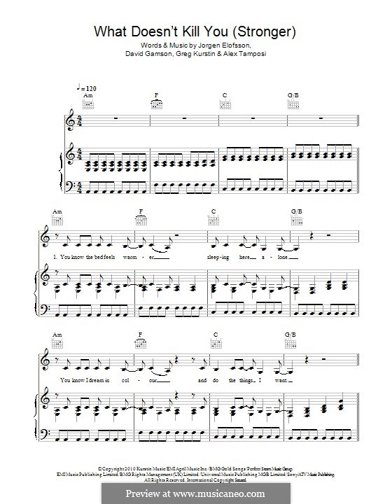 Stronger (What Doesn't Kill You) by D. Gamson, G. Kurstin, J.K ...