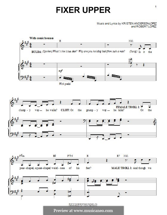 Fixer Upper (from Disney's Frozen) by R. Lopez, K. Anderson-Lopez on ...