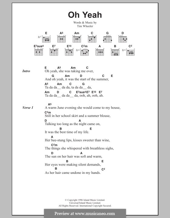 Oh Yeah (Ash) by T. Wheeler - sheet music on MusicaNeo