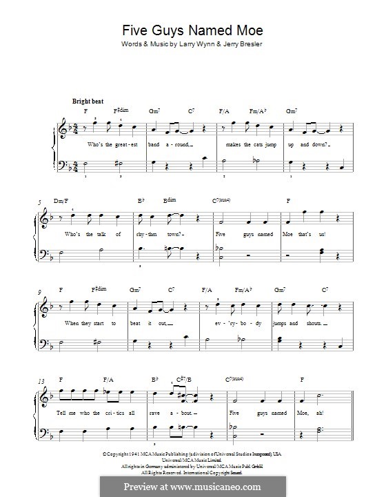 Five Guys Named Moe By L Wynn J Bresler Sheet Music On MusicaNeo five-guys-named-moe-by-l-wynn-j-bresler-sheet-music-on-musicaneo