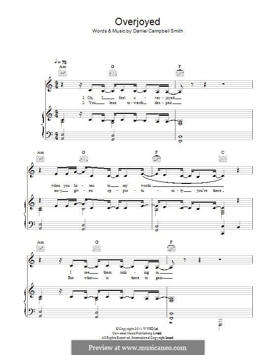 Overjoyed (Bastille) by D.C. Smith - sheet music on MusicaNeo