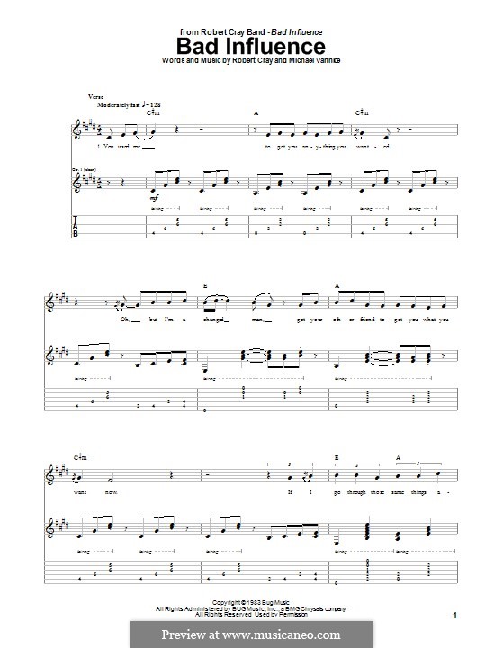 Bad Influence by M. Vannice, R. Cray - sheet music on MusicaNeo