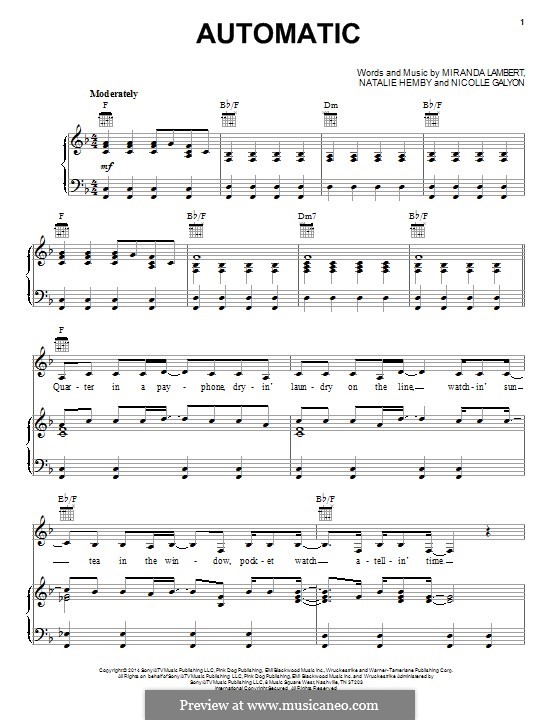 Automatic by M. Lambert, N. Hemby, N. Galyon - sheet music on MusicaNeo