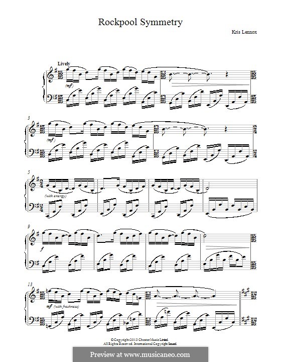 Rockpool Symmetry by K. Lennox - sheet music on MusicaNeo