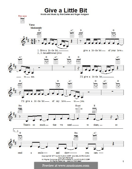 Give a Little Bit (Supertramp) by R. Davies, R. Hodgson on MusicaNeo