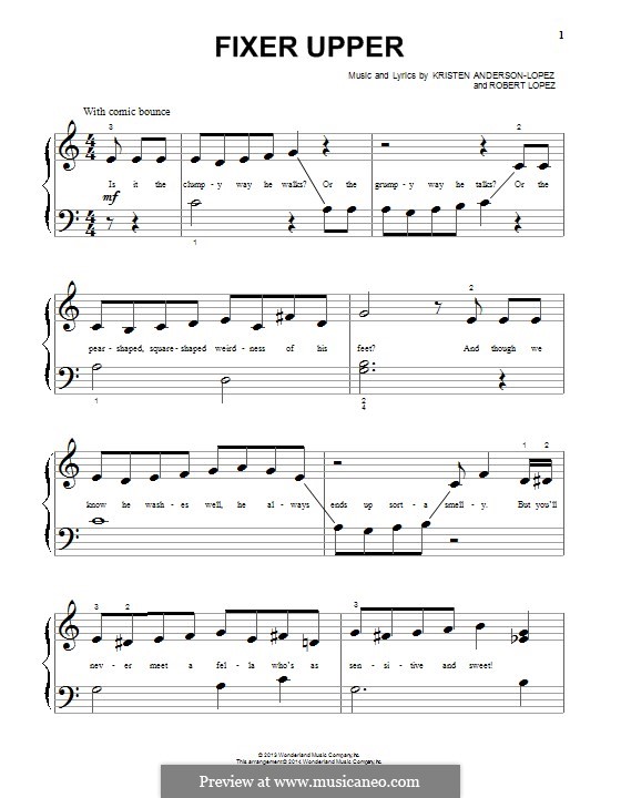 Fixer Upper (from Disney's Frozen) by R. Lopez, K. Anderson-Lopez on ...
