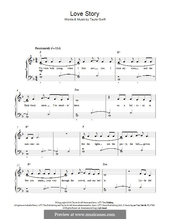 Love Story by T. Swift - sheet music on MusicaNeo