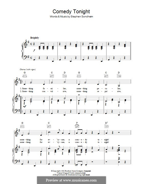 Comedy Tonight by S. Sondheim - sheet music on MusicaNeo