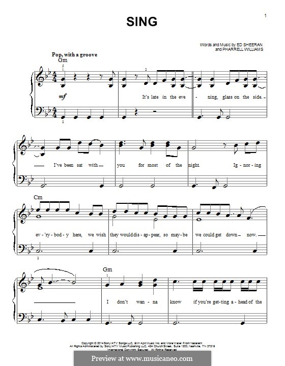 Sing by E. Sheeran, P. Williams - sheet music on MusicaNeo