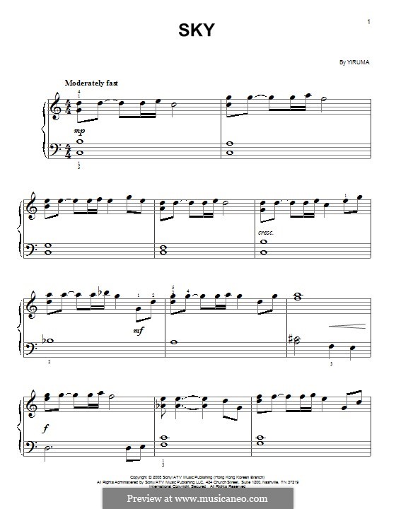 Sky by Yiruma - sheet music on MusicaNeo