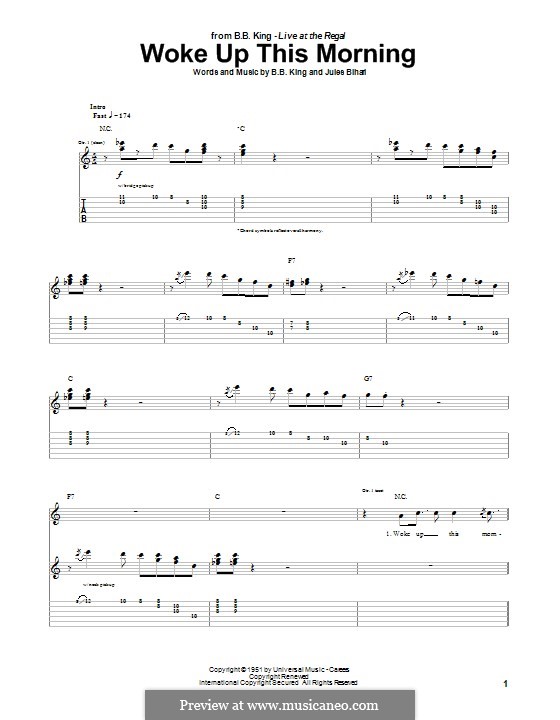 Woke Up This Morning by J. Bihari - sheet music on MusicaNeo