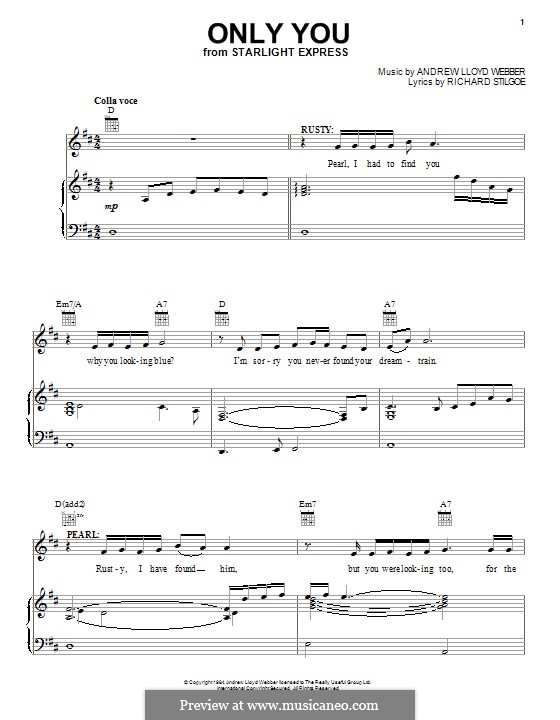 Only You (Fragment) (Starlight Express) by A.L. Webber on MusicaNeo