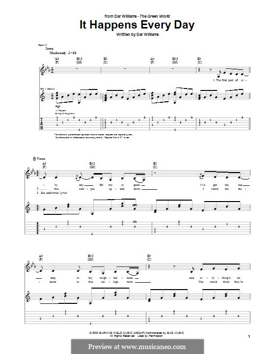 It Happens Every Day by Dar Williams - sheet music on MusicaNeo