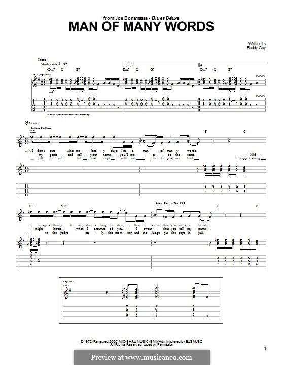 Man of Many Words by B. Guy - sheet music on MusicaNeo