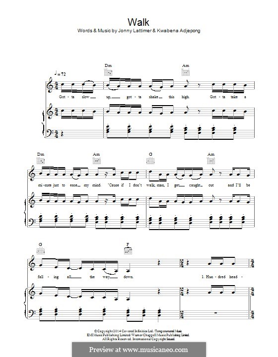 Walk (Kwabs) by J. Lattimer, K. Adjepong - sheet music on MusicaNeo