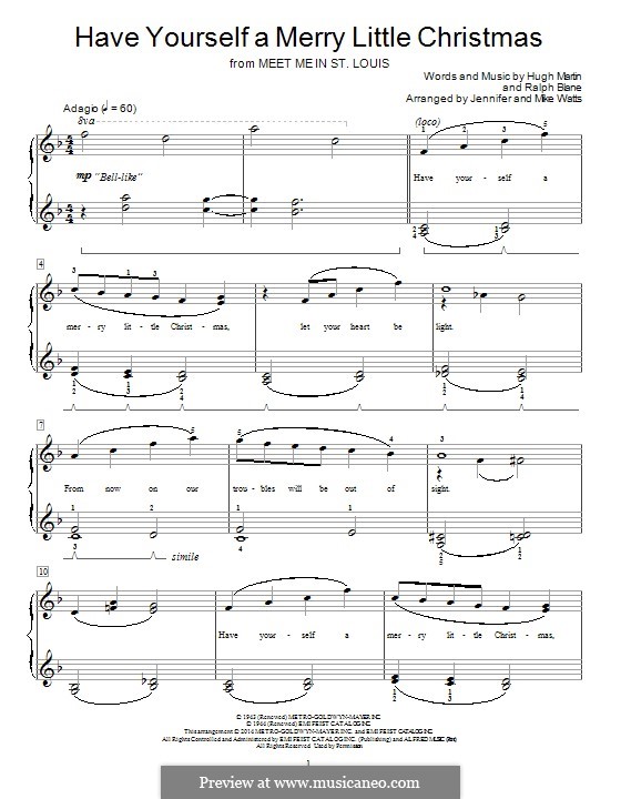 Piano version (Have Yourself A Merry Little Christmas) by H. Martin, R. Blane on MusicaNeo