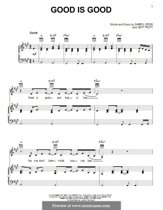 Good Is Good by J. Trott, S. Crow - sheet music on MusicaNeo