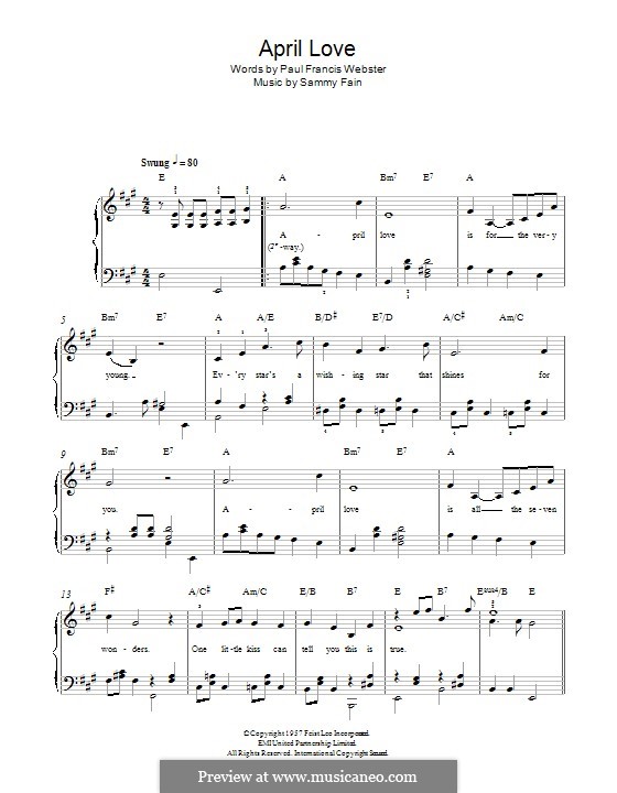 April Love by S. Fain - sheet music on MusicaNeo