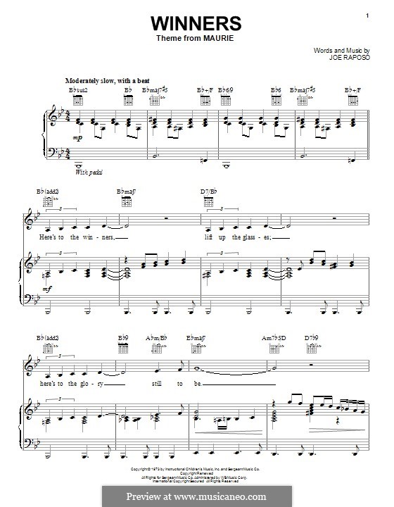 Winners (Frank Sinatra) by J. Raposo - sheet music on MusicaNeo
