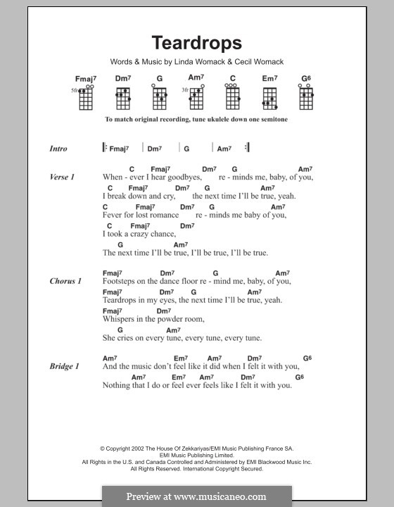 Teardrops by C. Womack, L. Womack - sheet music on MusicaNeo