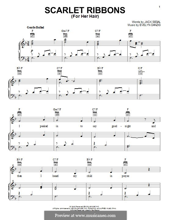 Scarlet Ribbons (for Her Hair) by E. Danzig - sheet music on MusicaNeo