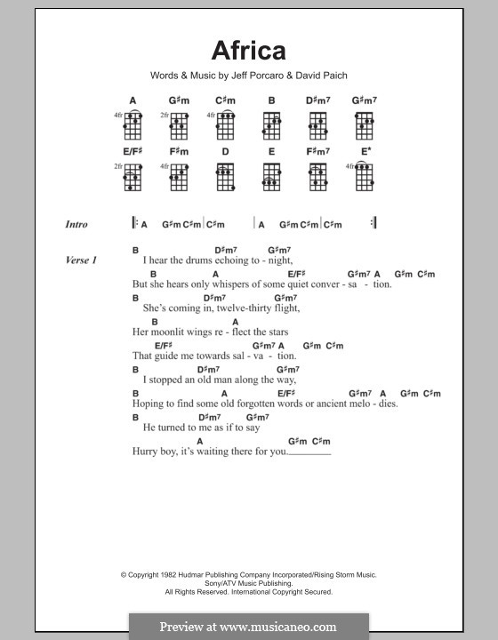 Africa (Toto) by D. Paich, J. Porcaro - sheet music on MusicaNeo
