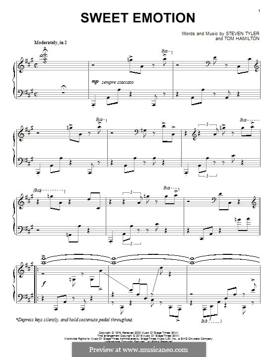 Sweet Emotion (Aerosmith) by S. Tyler, T. Hamilton on MusicaNeo