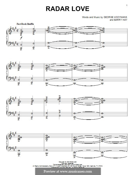 Radar Love (Golden Earring) by B. Hay, G. Kooymans on MusicaNeo