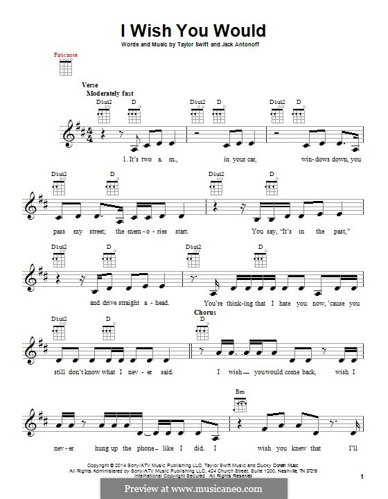 I Wish You Would by T. Swift, J. Antonoff - sheet music on MusicaNeo