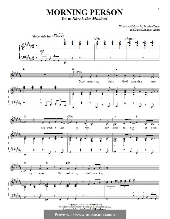 Morning Person (Shrek the Musical) by J. Tesori - sheet music on MusicaNeo