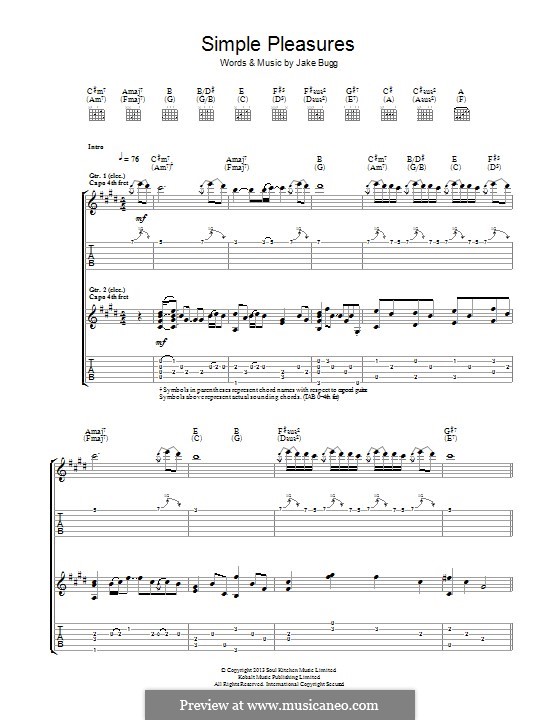 Simple Pleasures by J. Bugg - sheet music on MusicaNeo