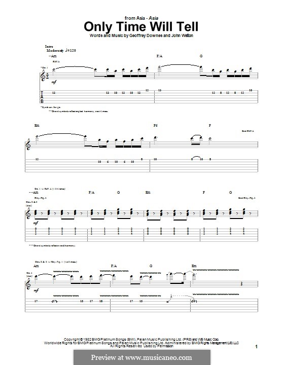 Only Time Will Tell (Asia) by G. Downes, J. Wetton on MusicaNeo