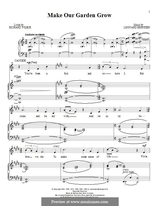 Make Our Garden Grow (from Candide) by L. Bernstein on MusicaNeo