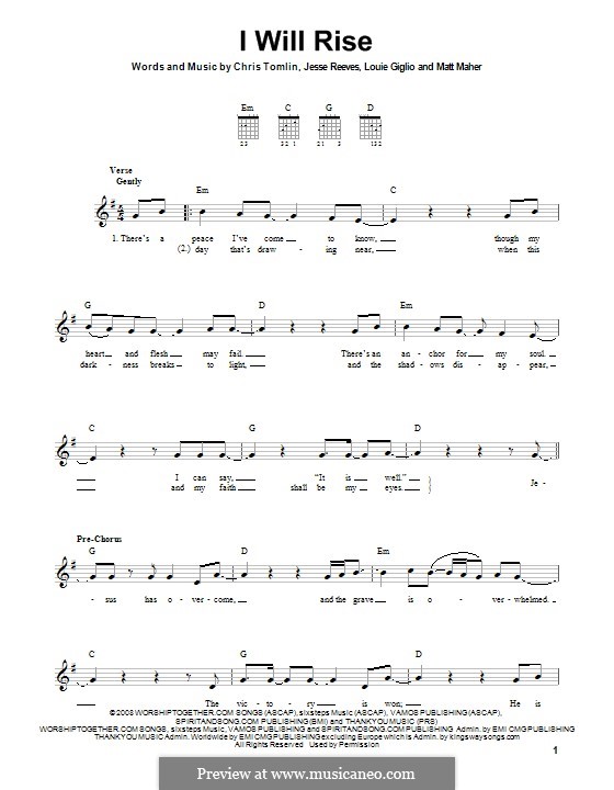 I Will Rise by C. Tomlin, J. Reeves, L. Giglio, M. Maher on MusicaNeo