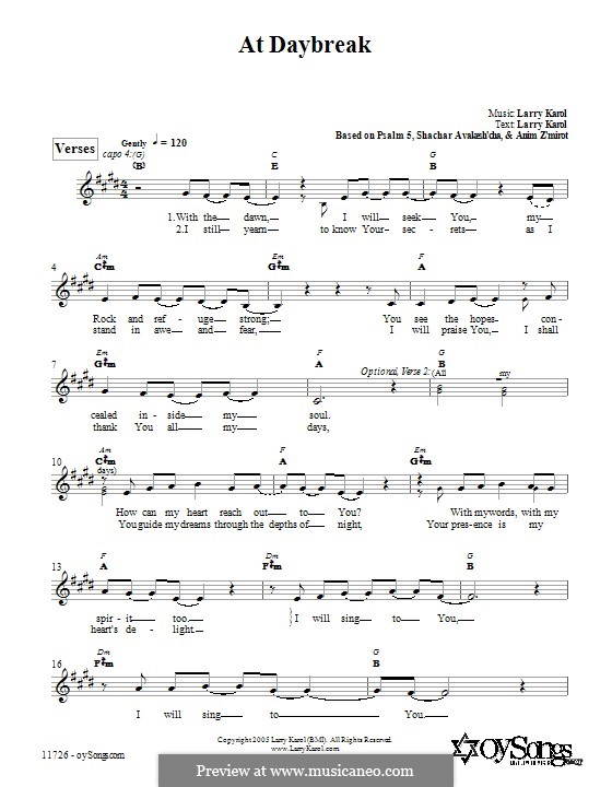 At Daybreak by L. Karol - sheet music on MusicaNeo