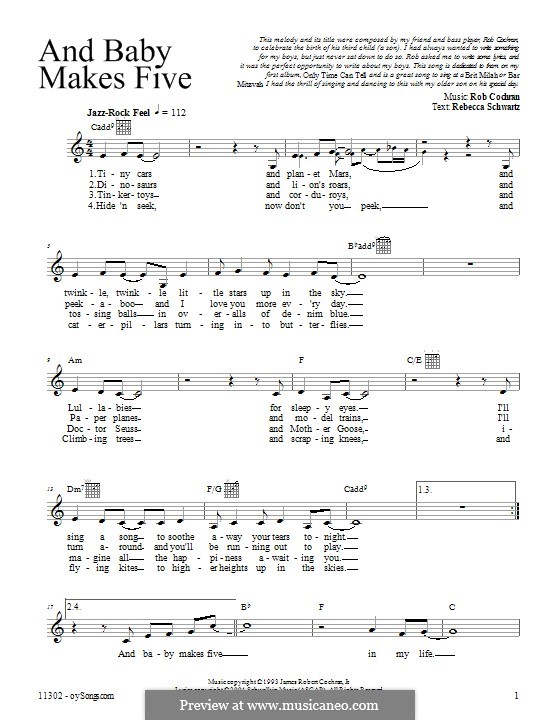 And Baby Makes Five by R. Schwartz - sheet music on MusicaNeo