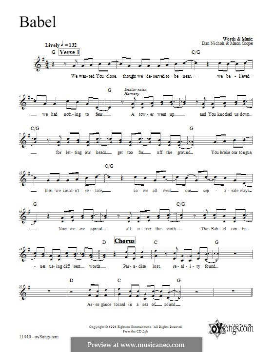 Babel by D. Nichols, M. Cooper - sheet music on MusicaNeo