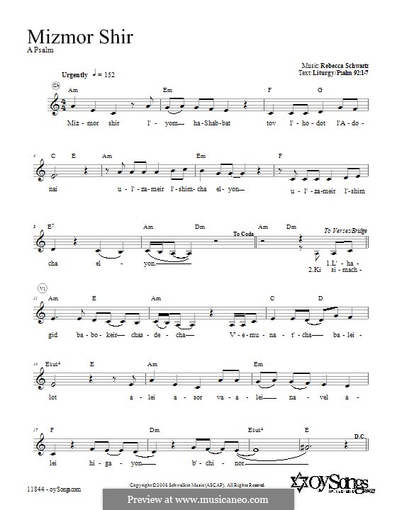 Mizmor Shir by R. Schwartz - sheet music on MusicaNeo