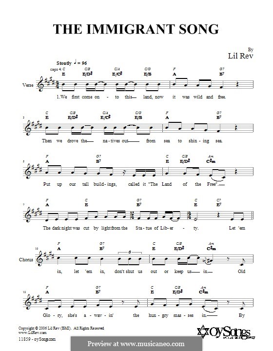 The Immigrant Song by L. Rev - sheet music on MusicaNeo