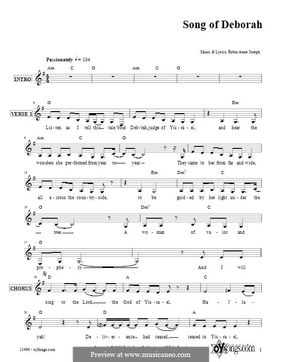 Song of Deborah by R.A. Joseph - sheet music on MusicaNeo