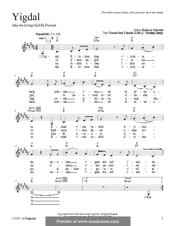 Yigdal by R. Schwartz - sheet music on MusicaNeo