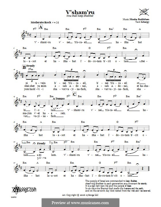 V'sham'ru (You Shall Keep Shabbat) by M. Rothblum on MusicaNeo