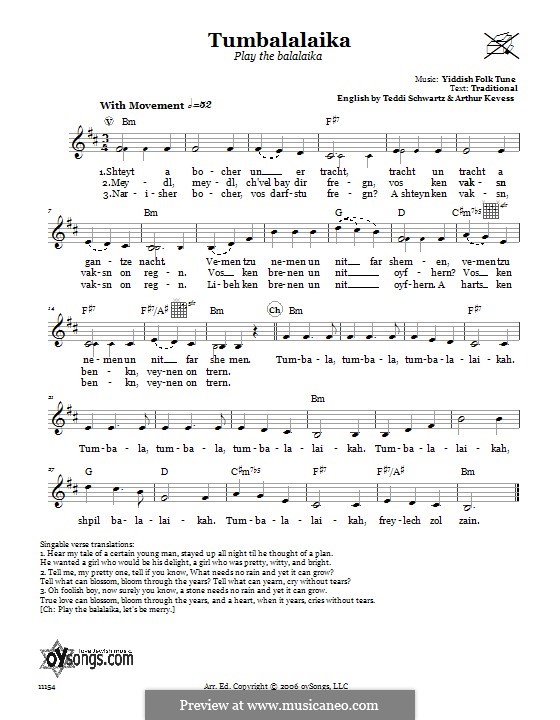 Tum Balalaika (Play the Balalaika) by folklore - sheet music on MusicaNeo