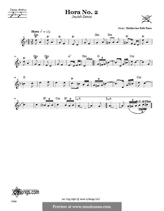 Hora No.2 (Jewish Dance) by folklore - sheet music on MusicaNeo