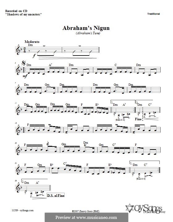 Abraham's Nigun by folklore - sheet music on MusicaNeo