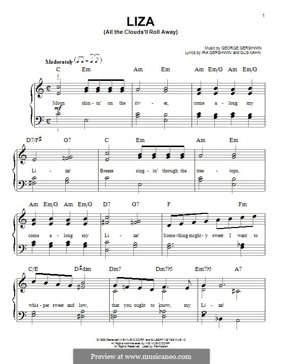 Liza (All the Clouds'll Roll Away) by G. Gershwin on MusicaNeo