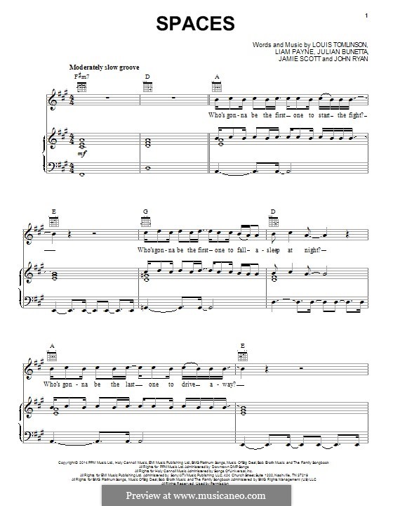 Spaces (One Direction) by J. Bunetta, J. Scott, L. Tomlinson, L. Payne ...