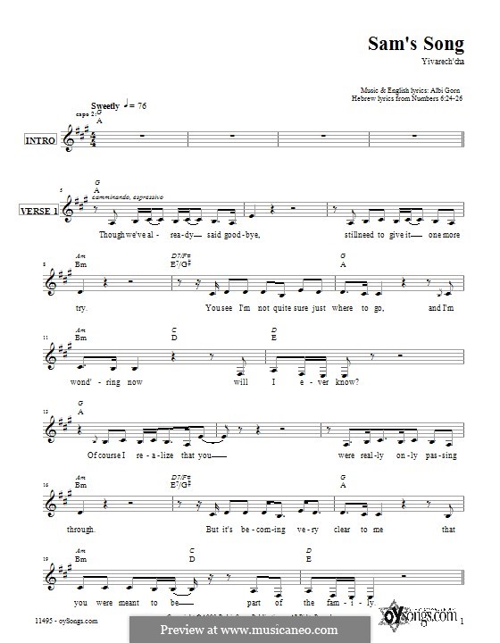 Sam's Song by R.A. Joseph - sheet music on MusicaNeo
